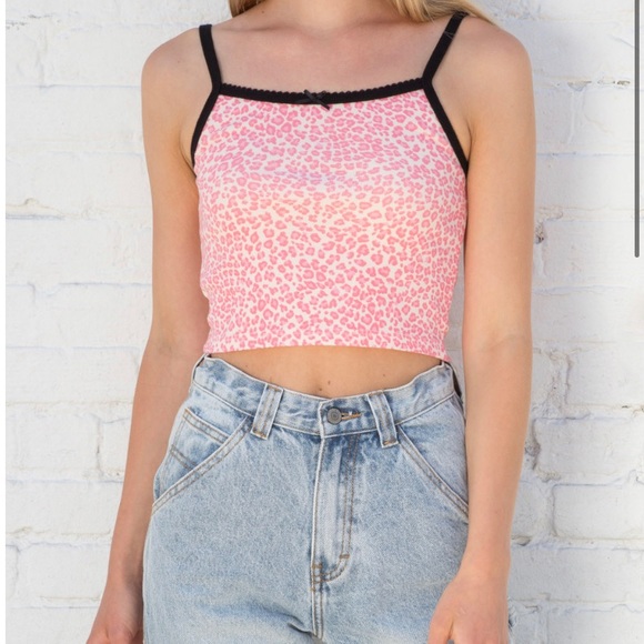 Tops | Brandy Melville Pink Cheetah Print Cropped Tank Top | Poshmark